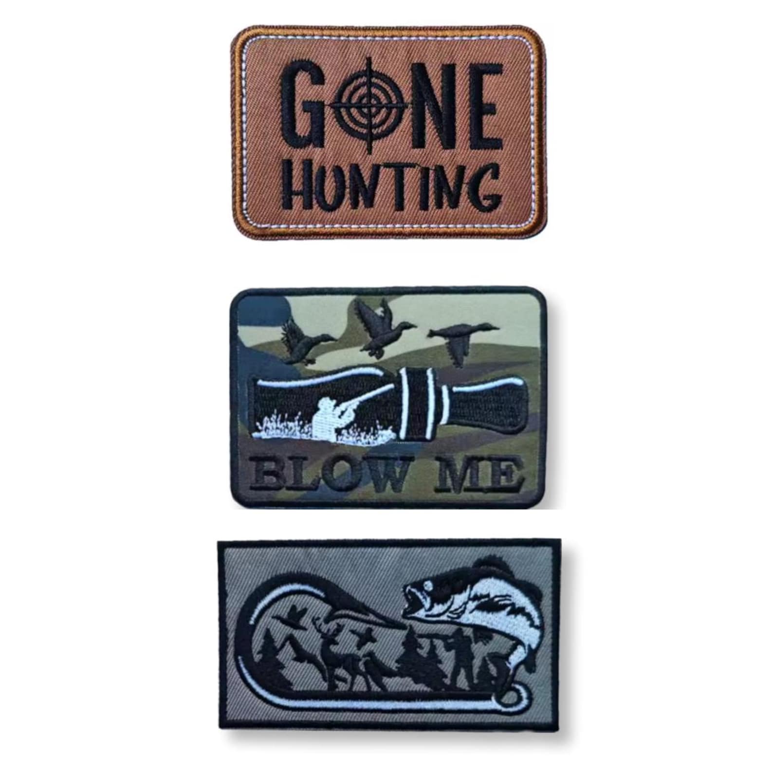 Nature Fishing Hunting Patch Hat Blanks Embroidery Sublimation Patches ...