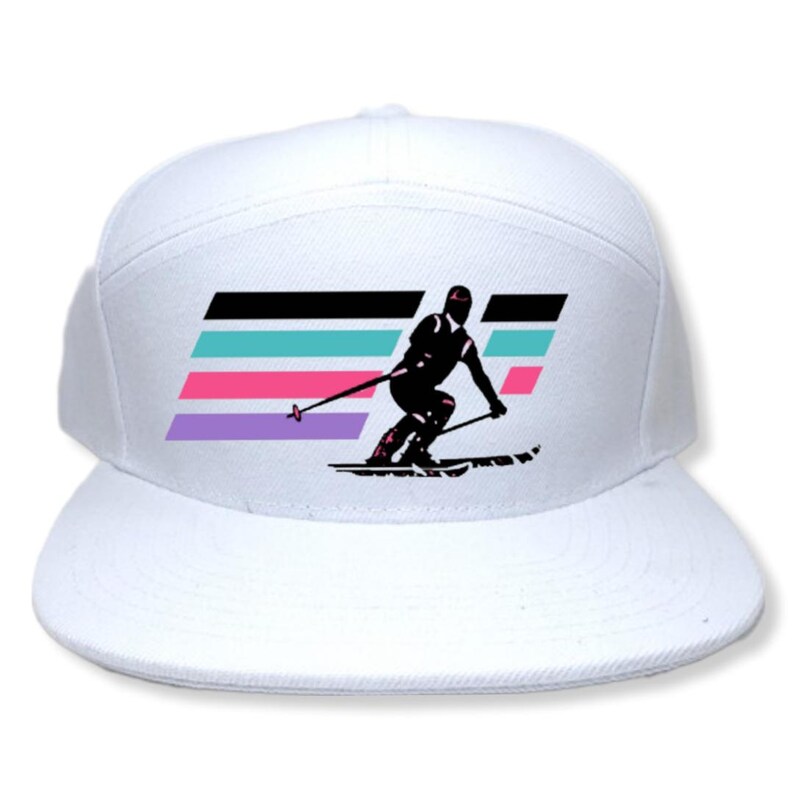 Custom Retro Ski Skiing 7 Panel Snapback Hat Cap 90's 80's Snowboard ...