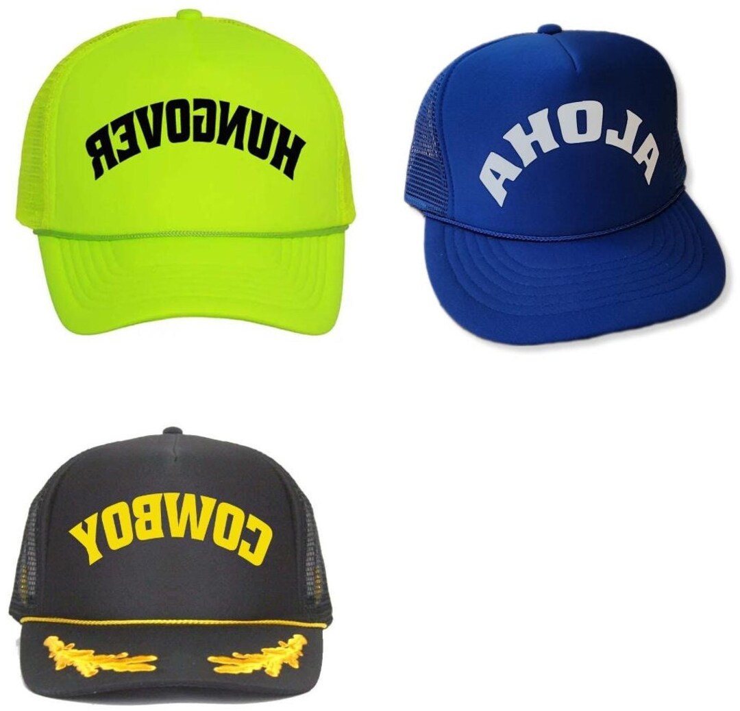 Custom Backwards Flip Print Hat Trucker Snapback Hat Cap Puff - Etsy