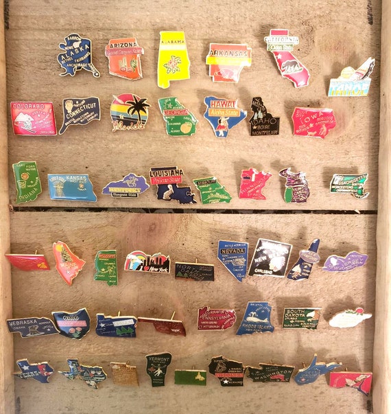 Vintage State Enamel Lapel Pin Pinback Hat Cap Pins | Etsy