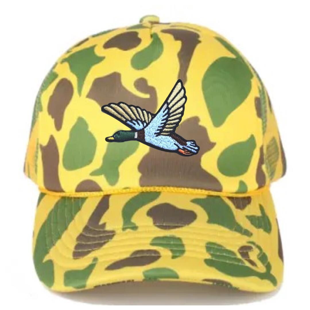 Mallard Duck Yellow Camouflage Camo Snapback Hat Cap Waterfowl Hunting ...