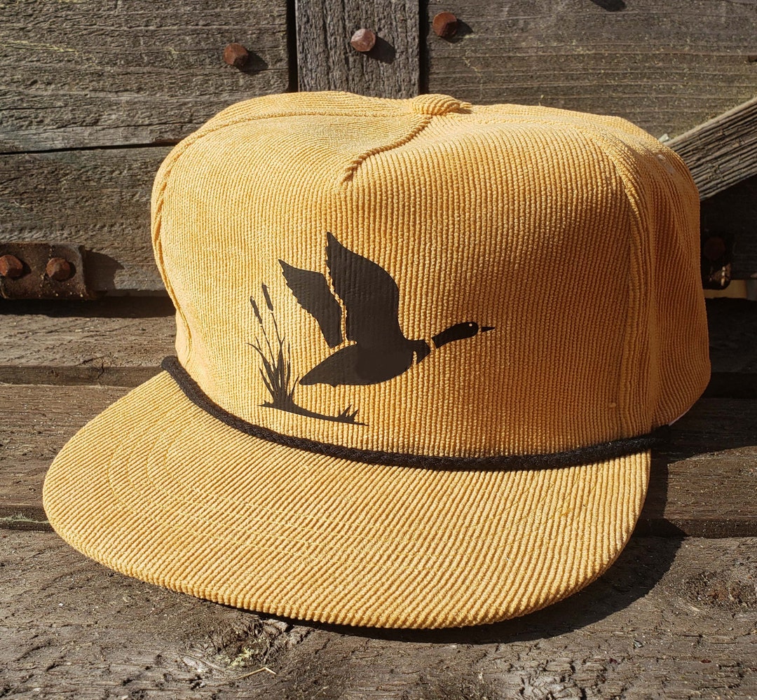 Mallard Duck Corduroy Butterscotch Snapback Hat Cap Nature Hunting Rope ...