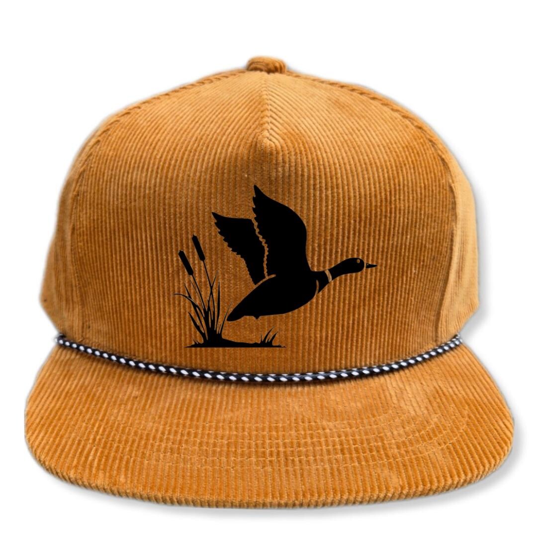 Mallard Duck Corduroy Butterscotch Snapback Hat Cap Nature Hunting Rope ...