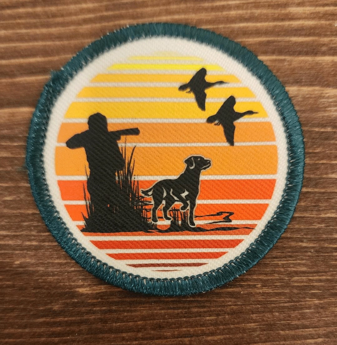Dog Hunter Duck Waterfowl Sunset Patch Hat Jacket Hunting - Etsy