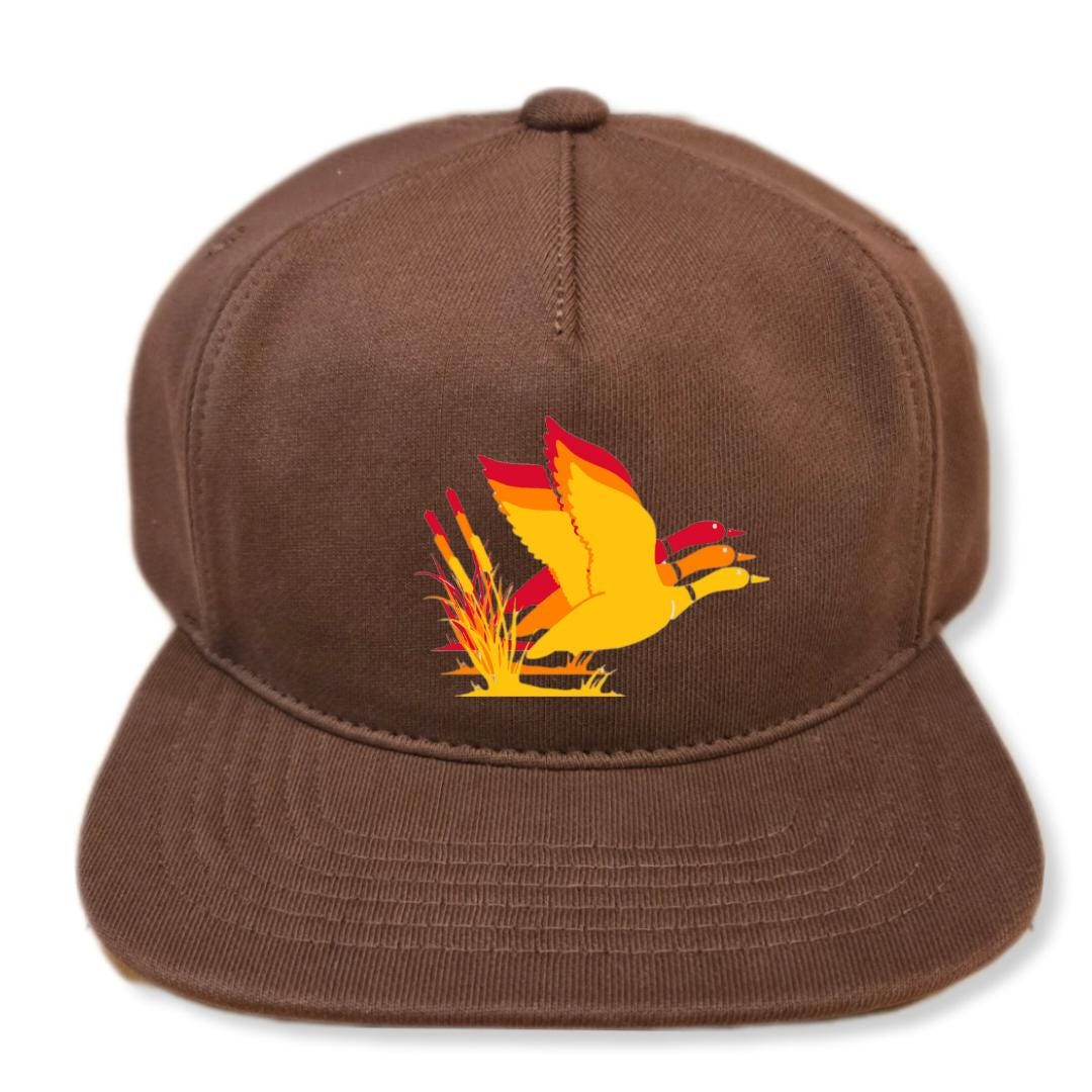 Flying Retro Duck Mallard Heavyweight Snapback Hat Cap Waterfowl ...