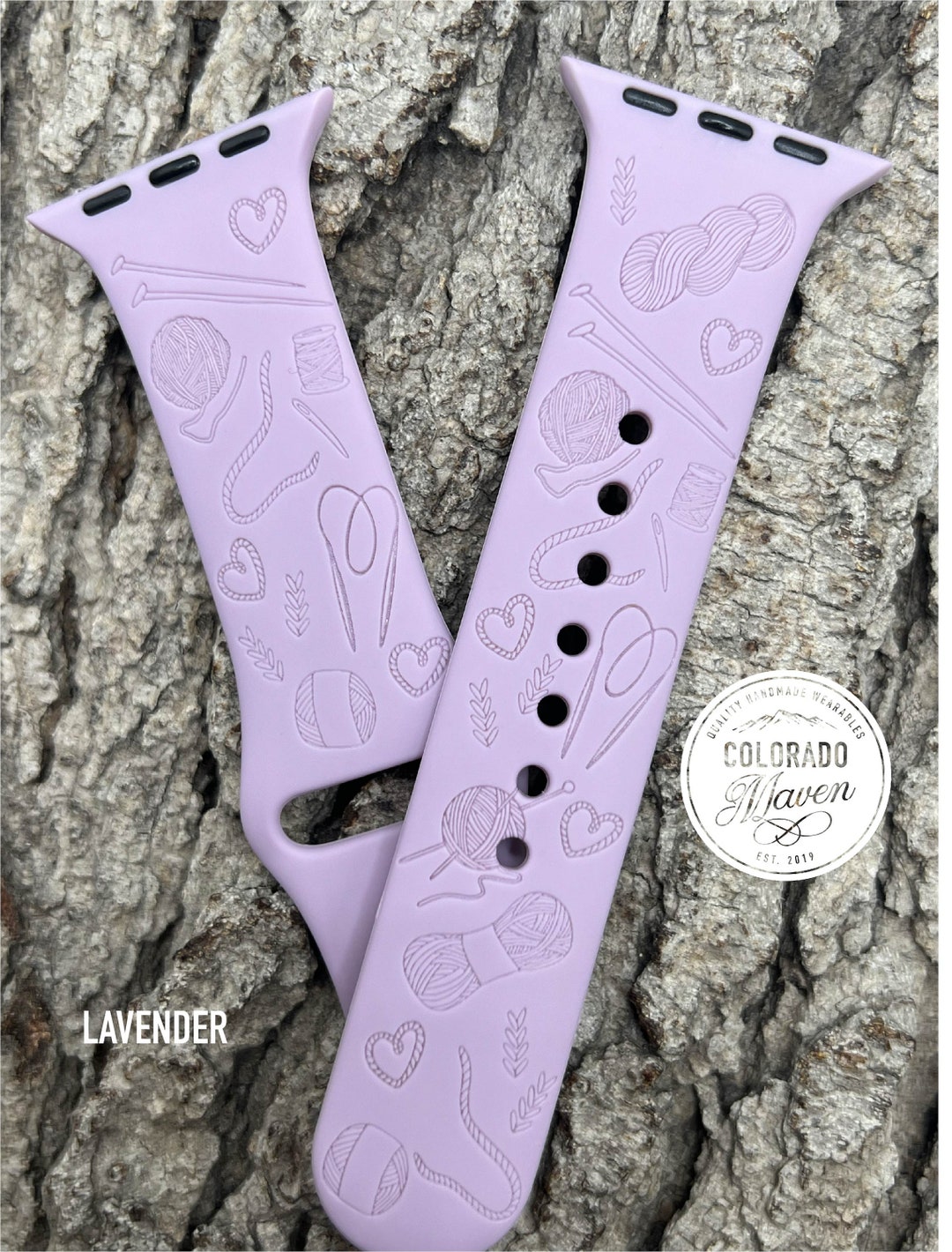 Knitting Watch Band Silicone Laser Engraved, Apple Watch Compatible 38 ...