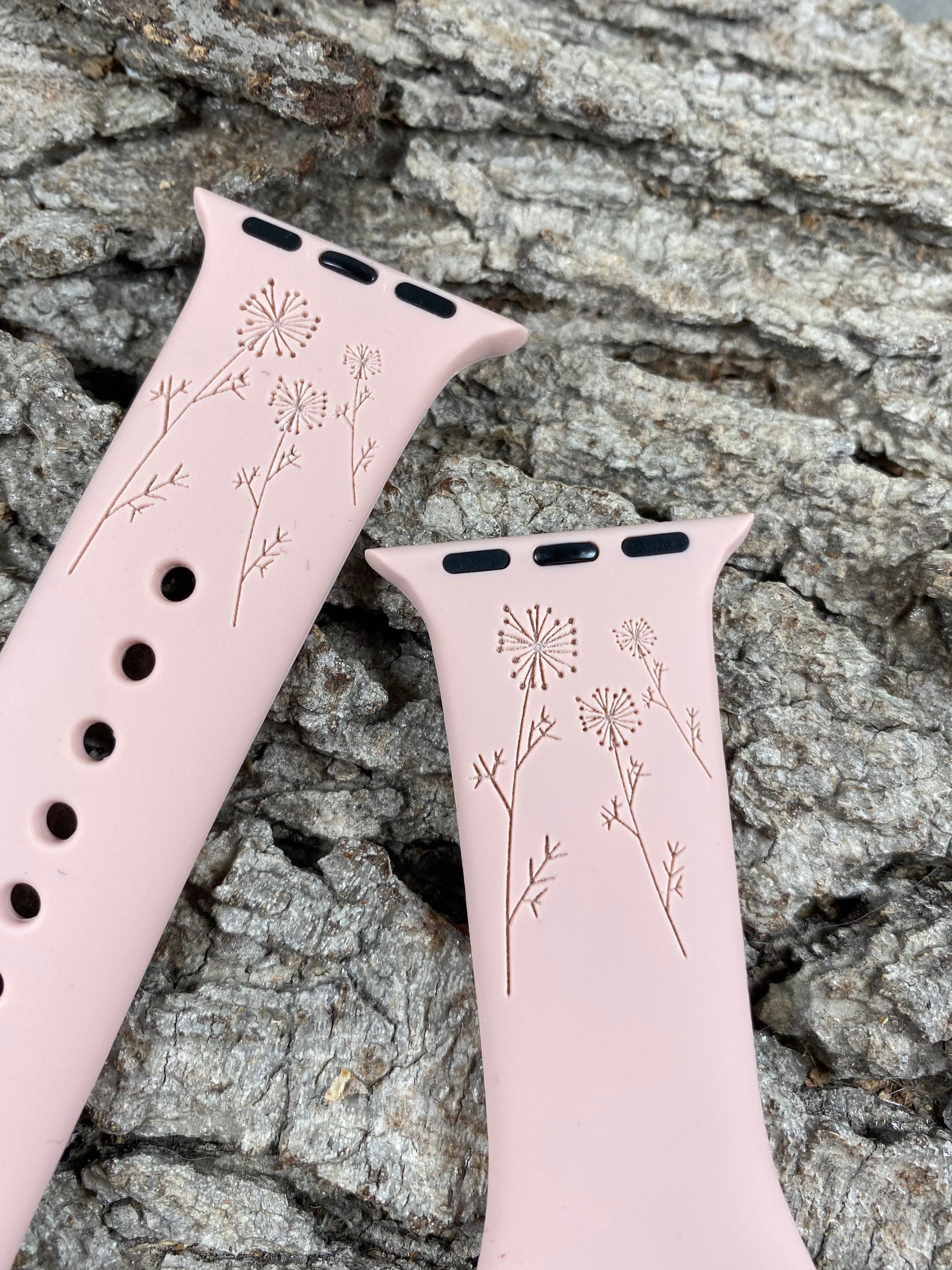 Dandelion Design Silicone Watch Band Laser Engraved
