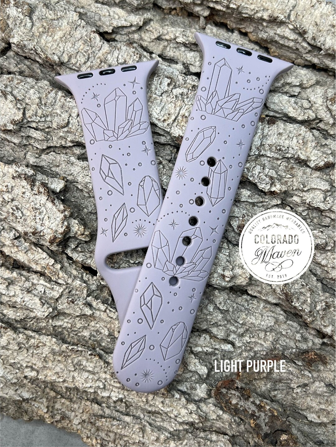 Crystal Gem Celestial Design Silicone Band Laser Engraved, Apple Watch ...