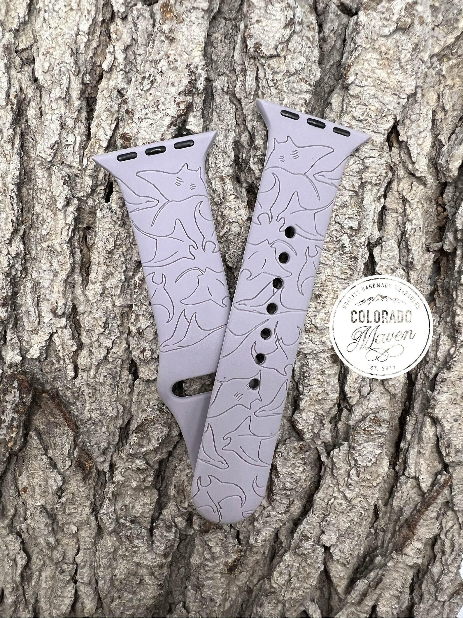 Stingray Silicone Watch Band Laser Engraved, Apple Watch Compatible ...
