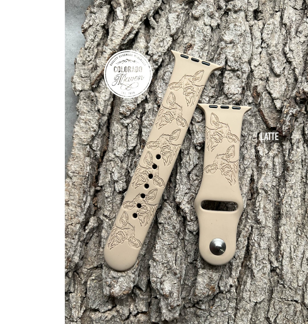 Cow Watch Band Silicone Laser Engraved, Apple Watch Compatible 38/40 ...