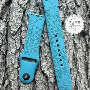 Octopus Sea Life Watch Band Silicone Laser Engraved, Apple Watch ...