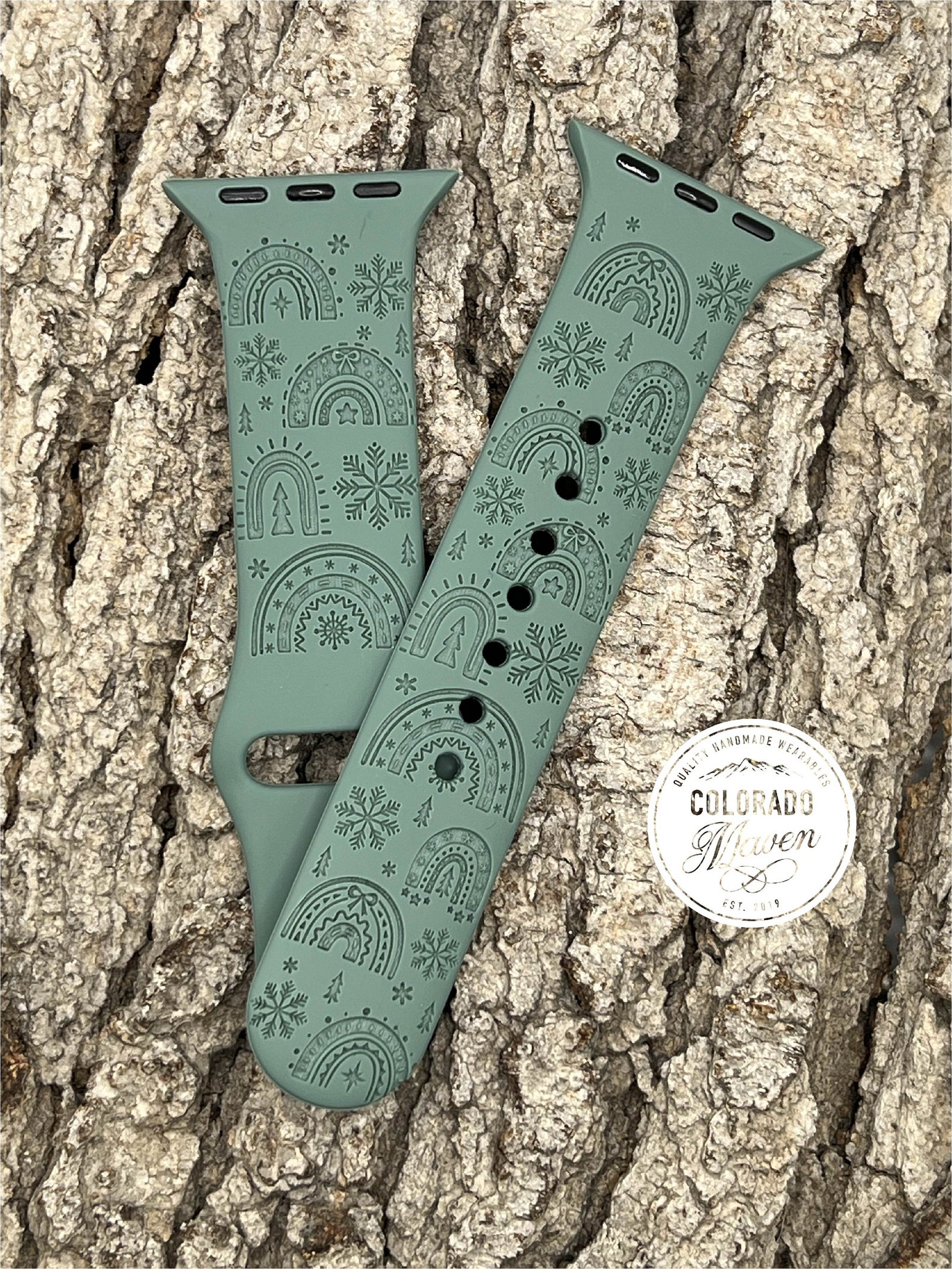 Christmas Rainbow Holiday Watch Band Silicone Laser Engraved - Etsy