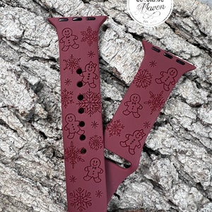 Gingerbread Snowflake Christmas Band Silicone Laser Engraved, Apple ...