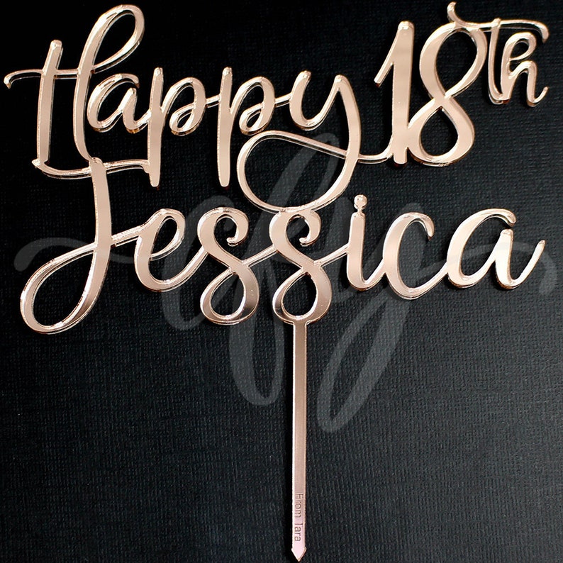 Personalised Birthday Cake Topper Happy 18th Name Acrylic Etsy