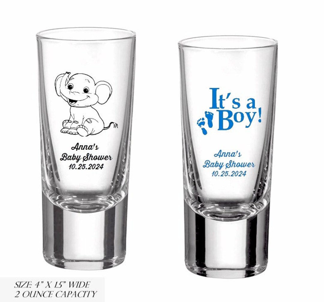 24 Personalized Baby Shower Tall Shot Glasses, Custom 1.75 Oz. Shooter ...