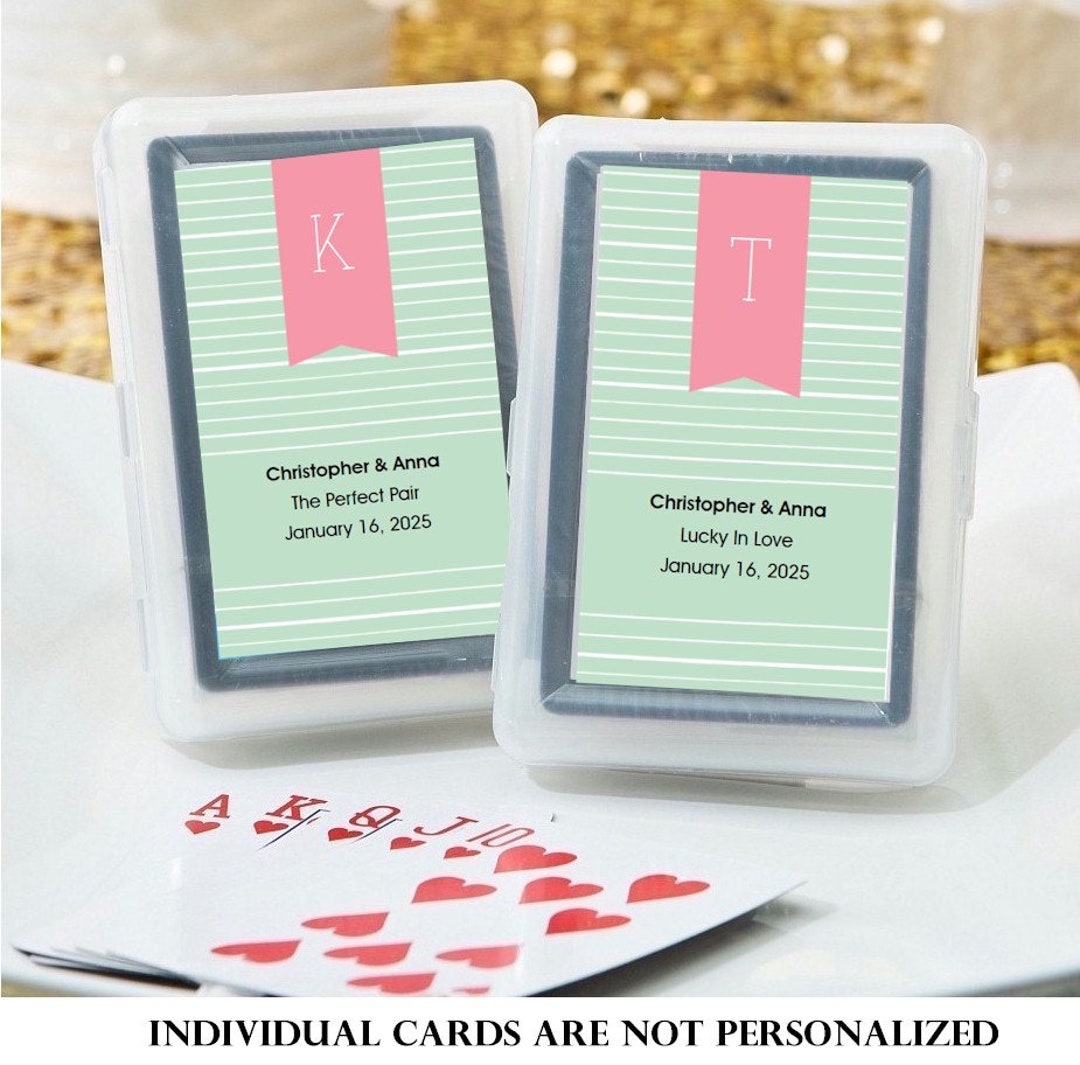 24 Wedding Playing Cards, Playing Card Favors With Personalized Case ...