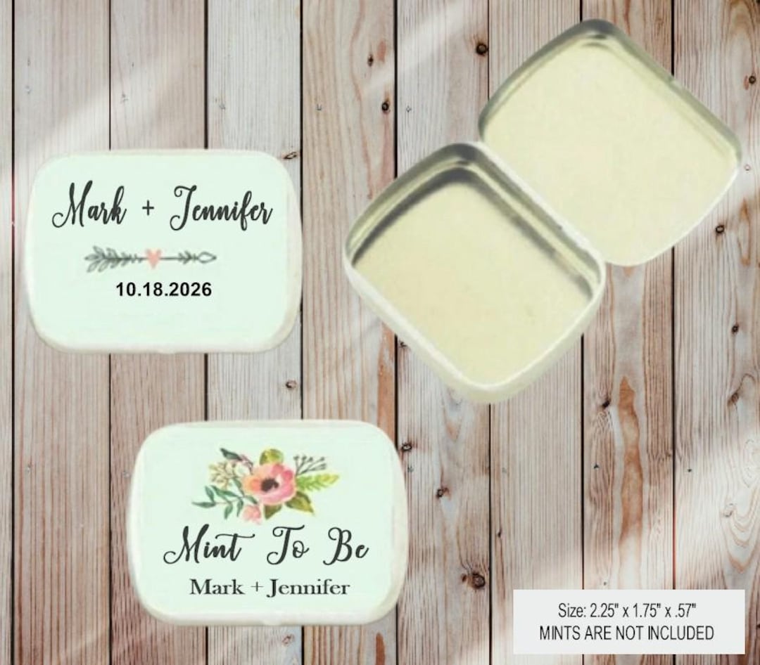 Personalized Mint Tin Party Favors, Mint Green Floral Stickers, Candy ...
