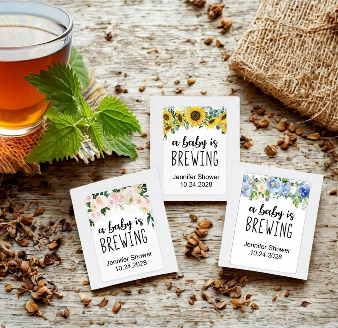 Tea Bag Baby Shower Party Favors: Personalized 'A Baby is Brewing ...