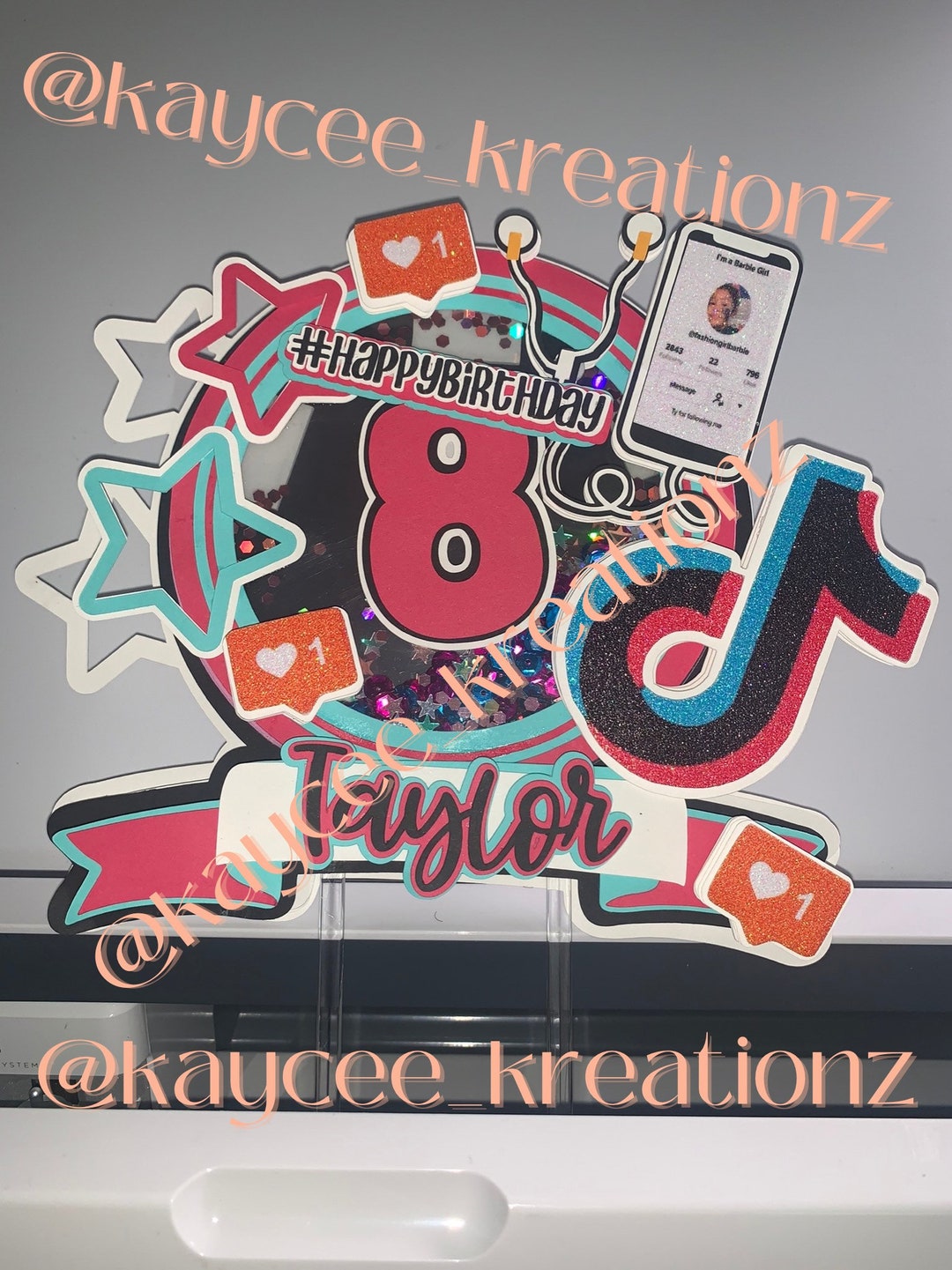 Cake Topper | Custom Cake Topper | Shaker Cake Topper | Glitter Cake ...