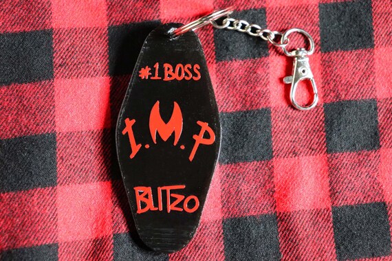 I.M.P Blitzo Helluva Boss Keychain Helluvaboss Room Key | Etsy