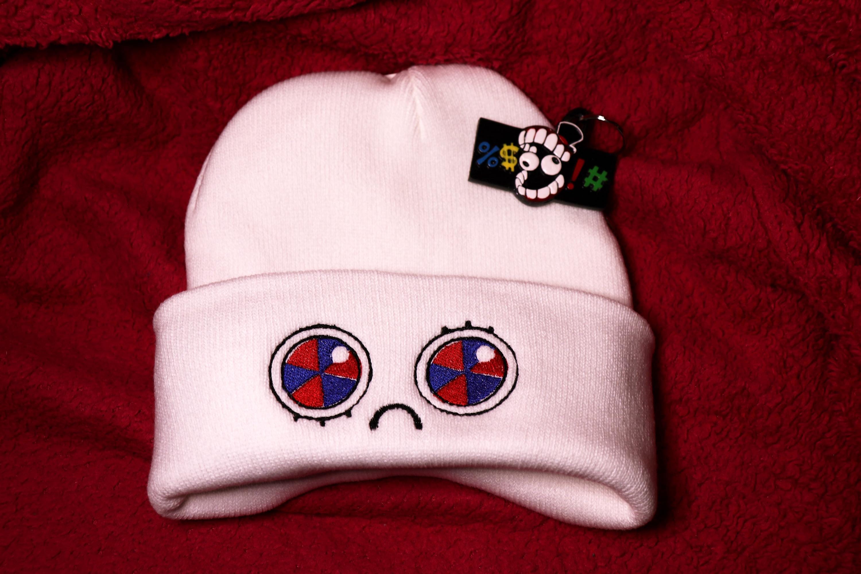 Pomni Face Embroidered Beanie - Digital Circus Inspired Hat - Etsy