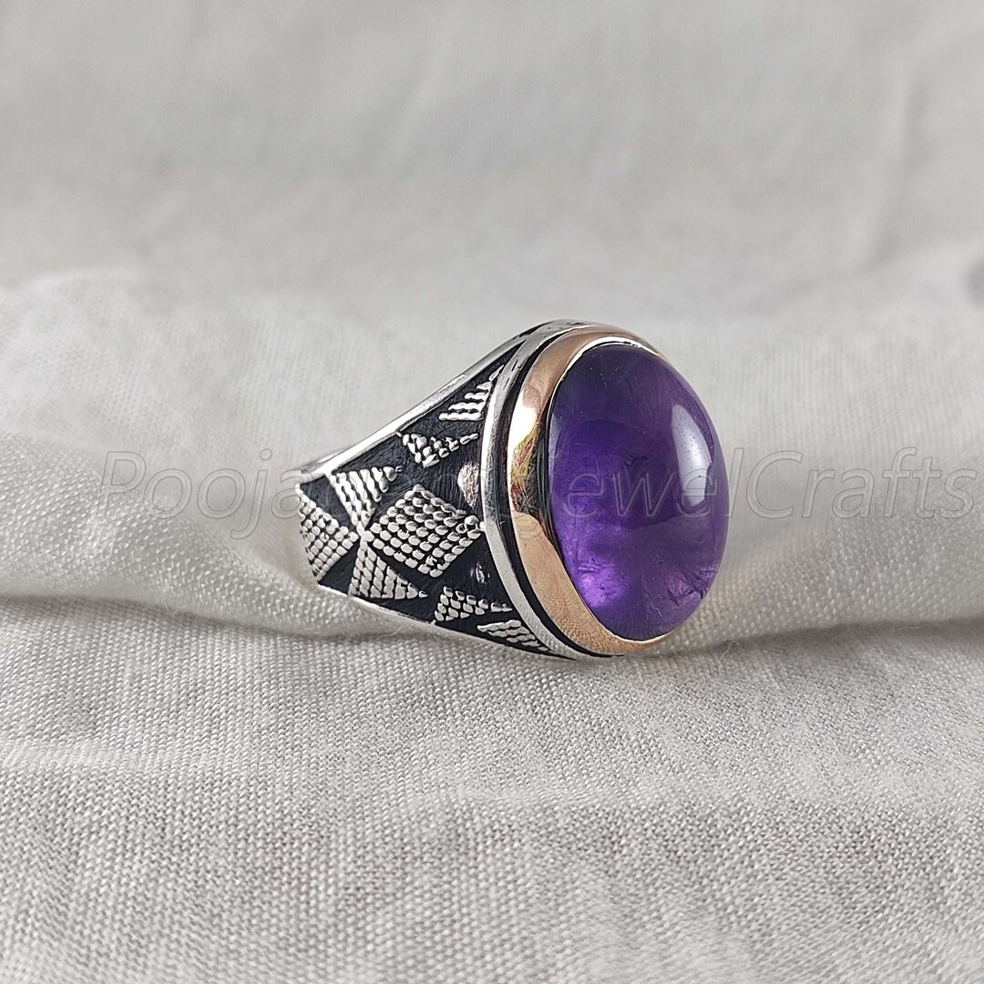 Amethyst Ring Men, Mens Handmade Ring, 925 Silver Ring, Turkish Ring ...