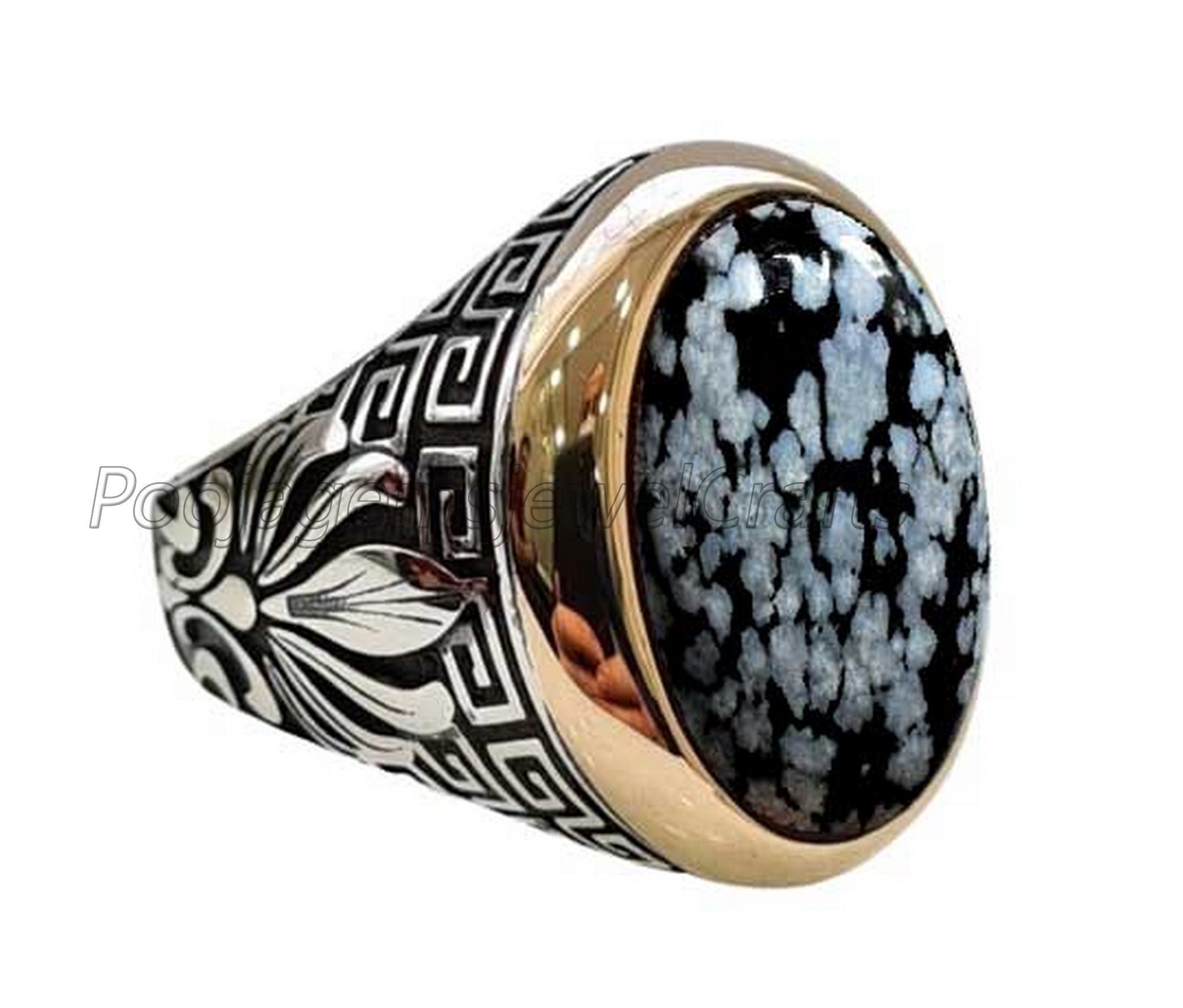 Snowflake Obsidian Ring