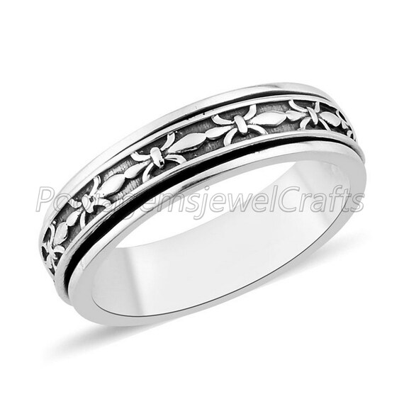 Fleur De Lis Vintage Stil Spinner Band Silber filigrane Spinner Band Fleur De Lis Ring einzigartiger Ring Mediation Ring Geschenk fur sie Etsy