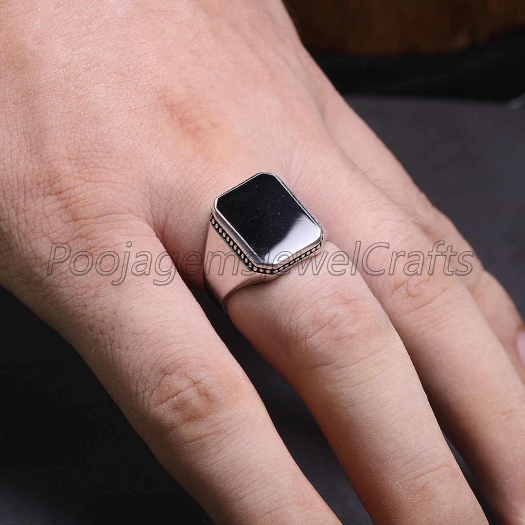 Black Onyx Ring Men, Mens Handmade Ring, 925 Silver Ring, Turkish Ring ...