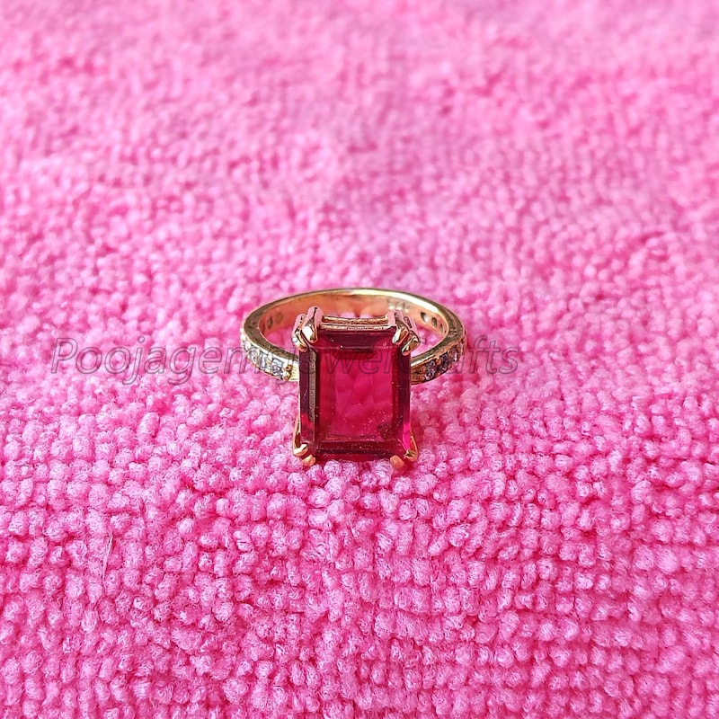 Emerald Cut Ruby Ring - Etsy