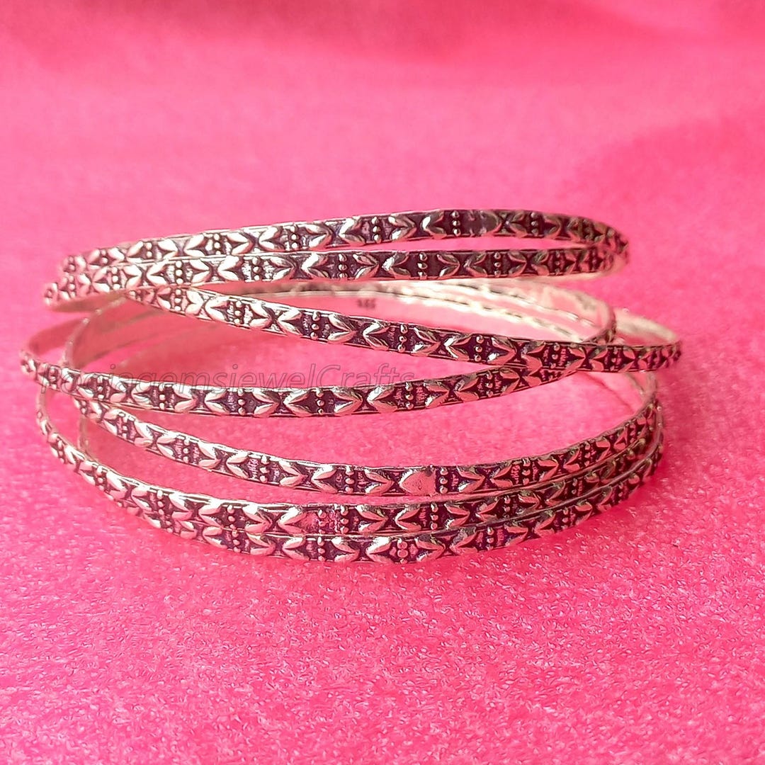 Thick West Indian Bangles, Set of Bangles, 925 Sterling Silver Bangles ...