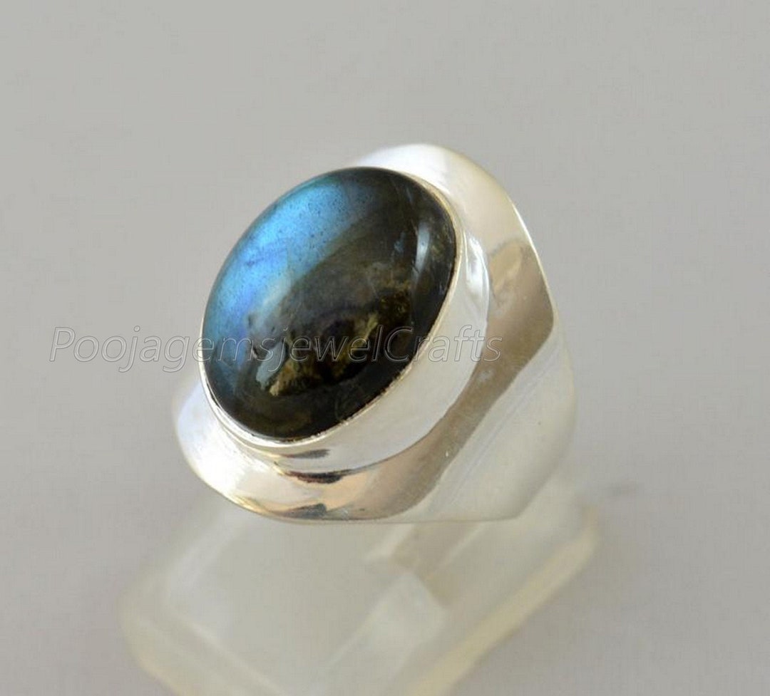 Labradorite Men Ring, 925 Silver Ring, Natural Gemstone Ring, Heavy ...