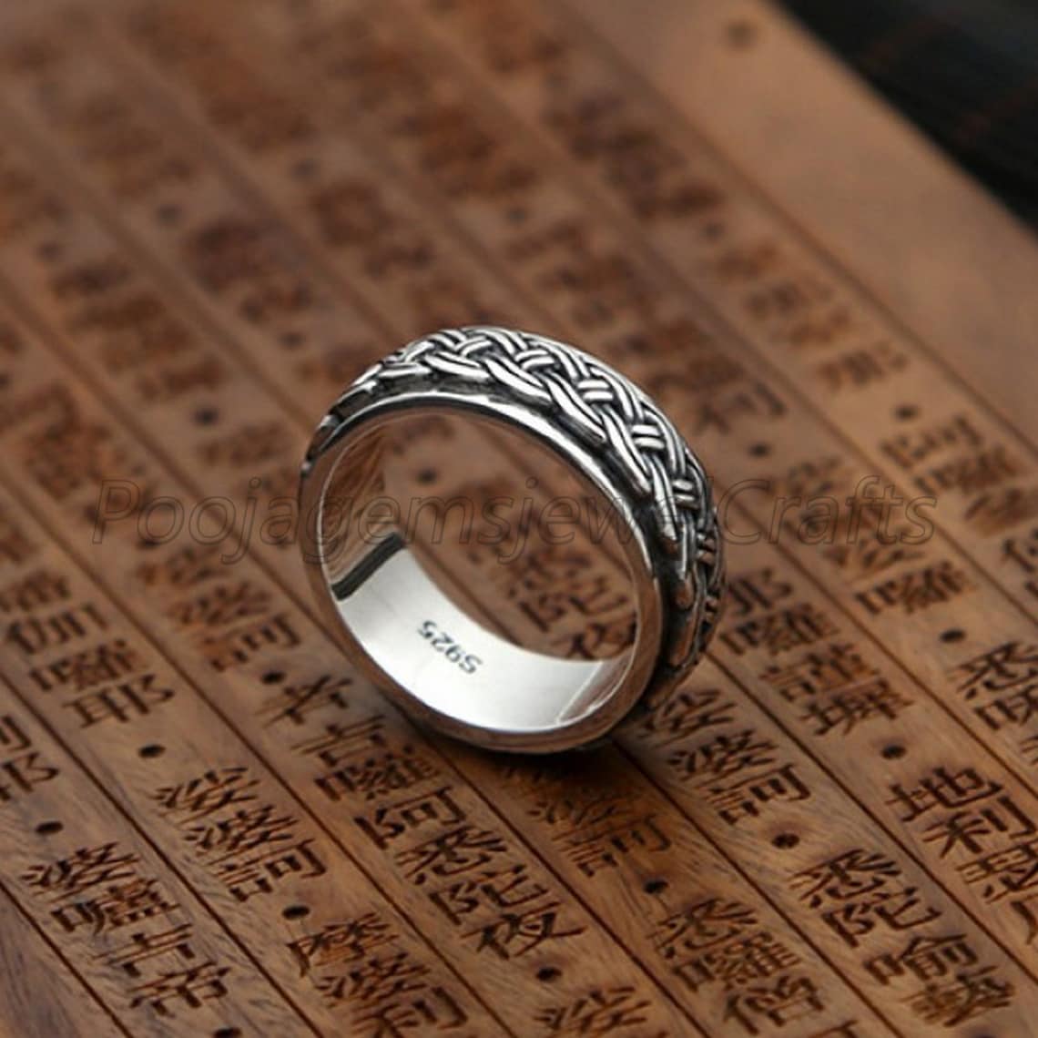 Men's Sterling Silver Braid Spinner Ring Braided Spinner - Etsy