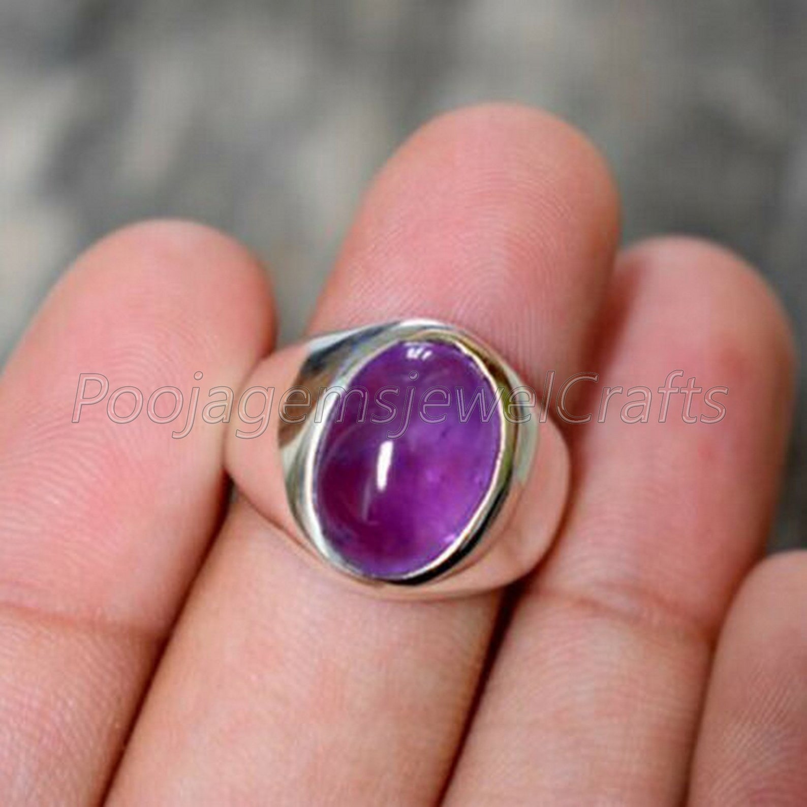 Natural Amethyst Ring Amethyst Mens Ring 925 Solid Silver - Etsy
