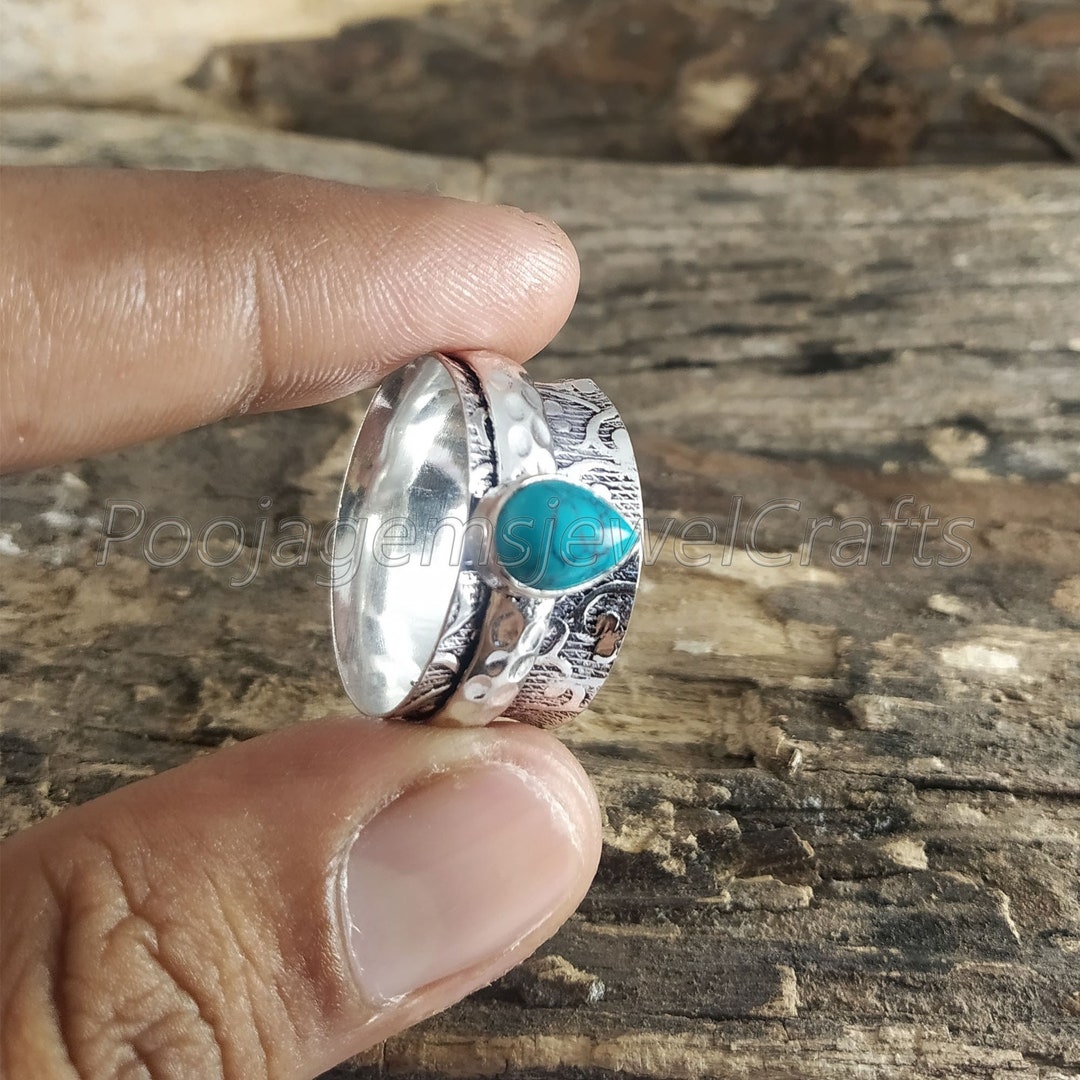 Turquoise Spinner Ring, Spinner Rings, Fidget Ring Spinner, Spinning ...