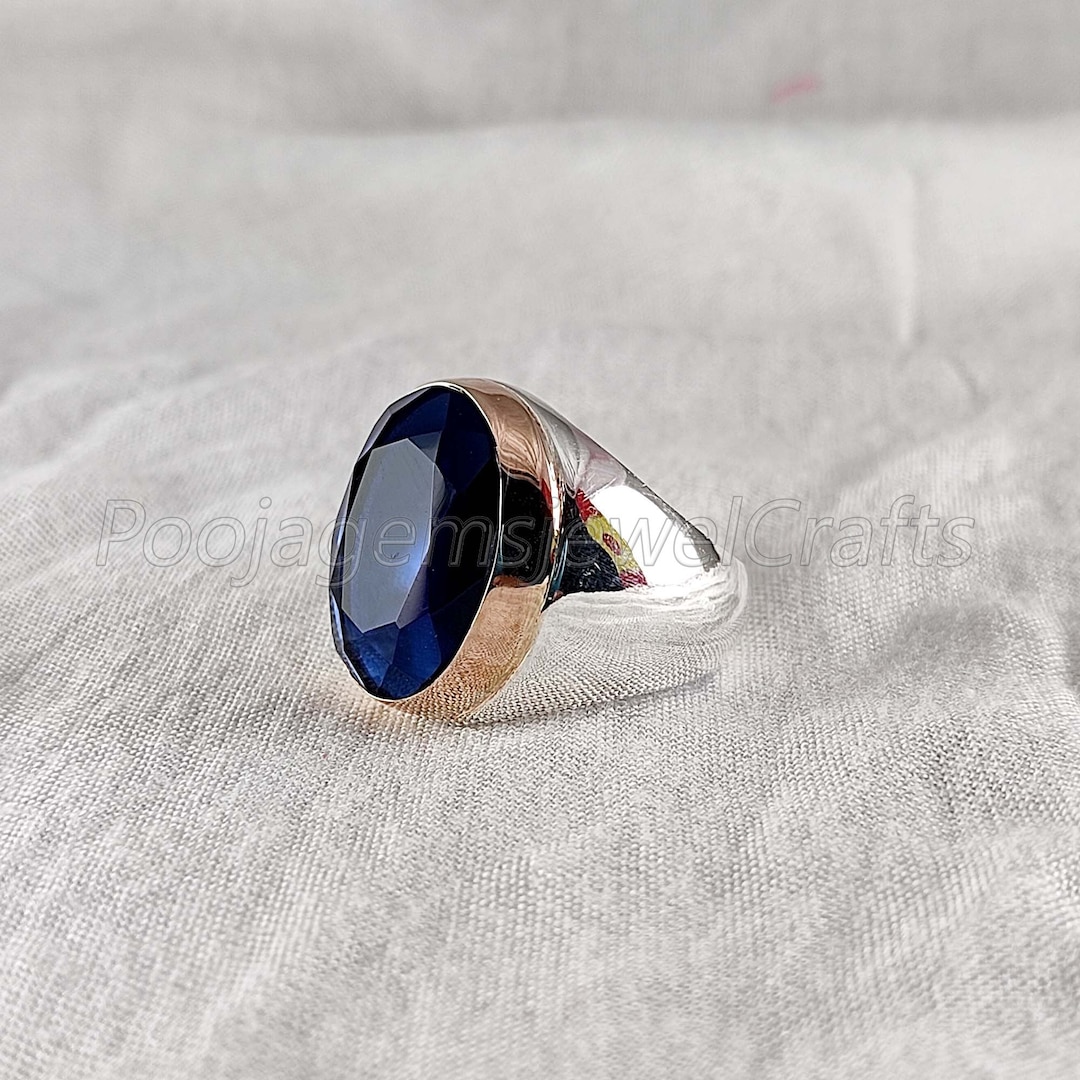 Blue Sapphire Ring Men Mens Handmade Ring 925 Silver Ring - Etsy