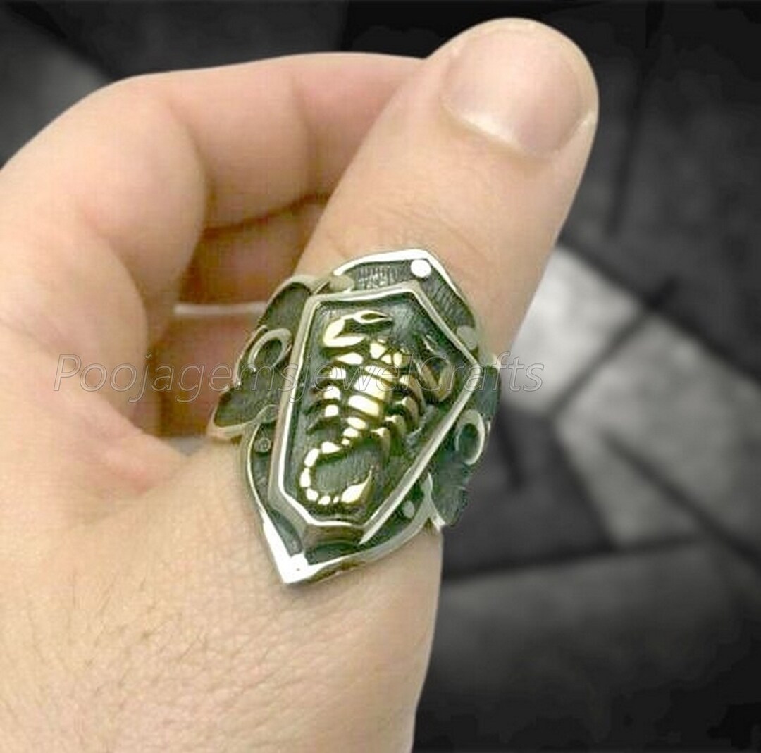 Scorpion 925 Sterling Silver Ring: Animal Wrap, Geometric Signet - Etsy