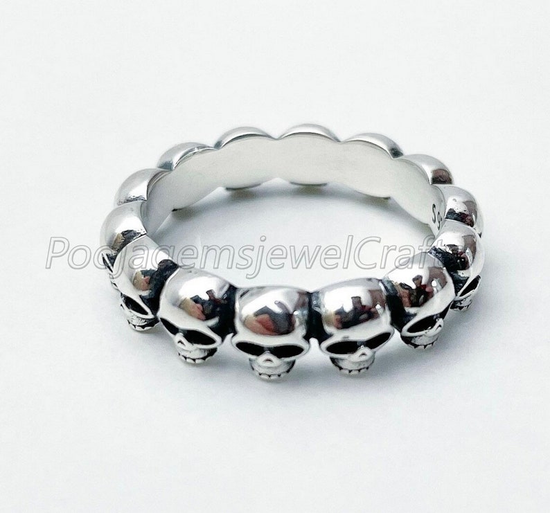 Skull Ring Skull Ring Women Row of Skulls Ring Skull Band - Etsy