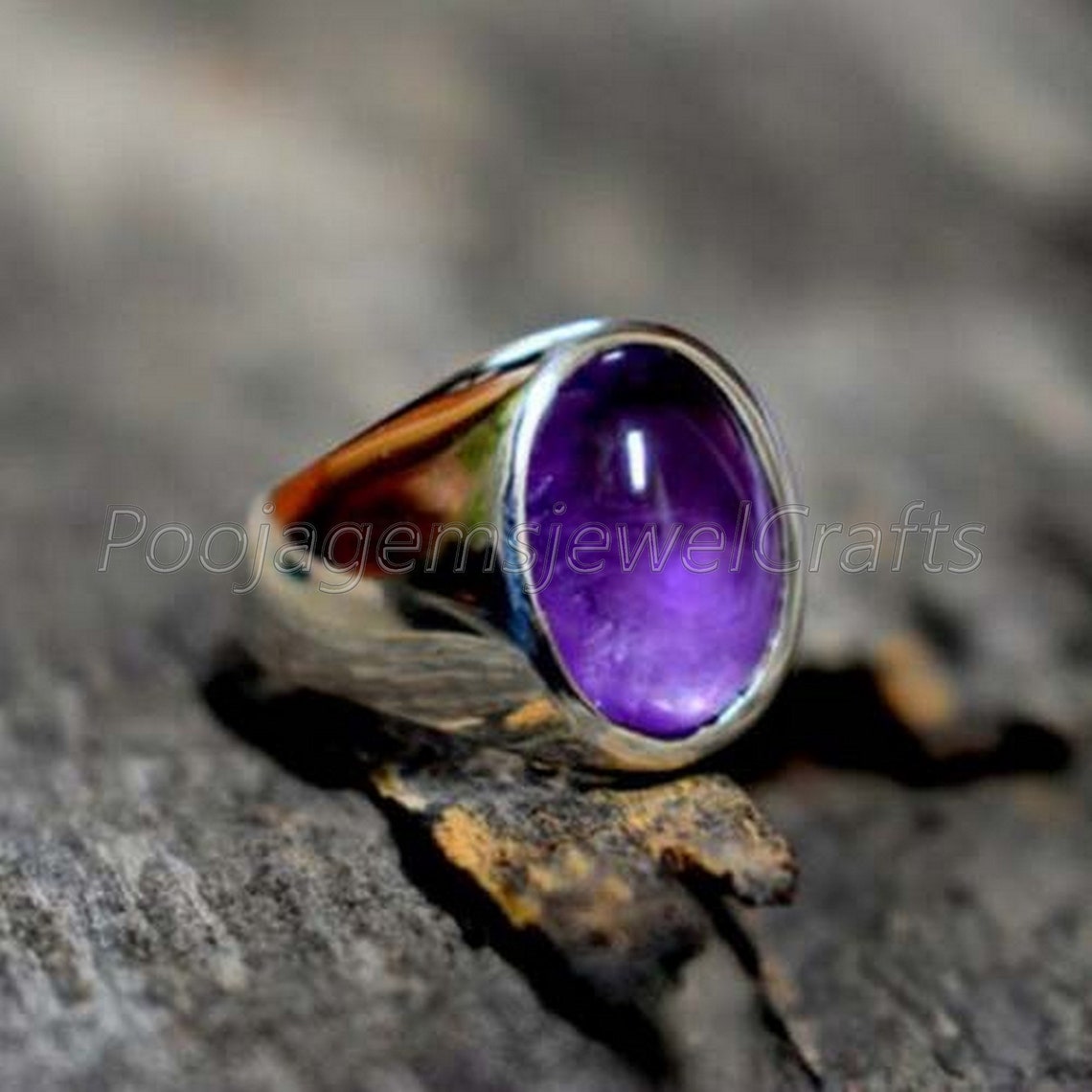 Natural Amethyst Ring Amethyst Mens Ring 925 Solid Silver - Etsy
