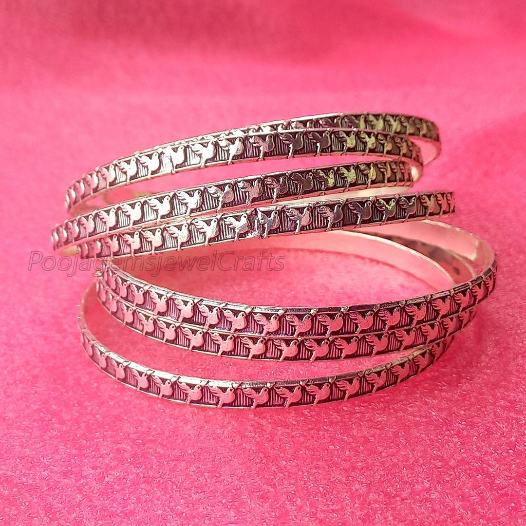 Sterling Silver Bird Bangles: Thick West Indian Boho Set - Etsy