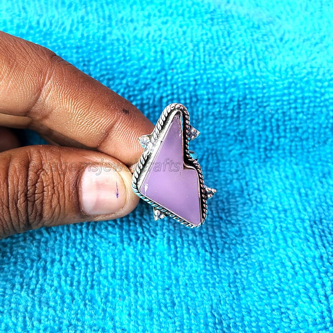 Lightning Bolt Rose Quartz Ring: Handmade 925 Sterling Silver Gemstone ...