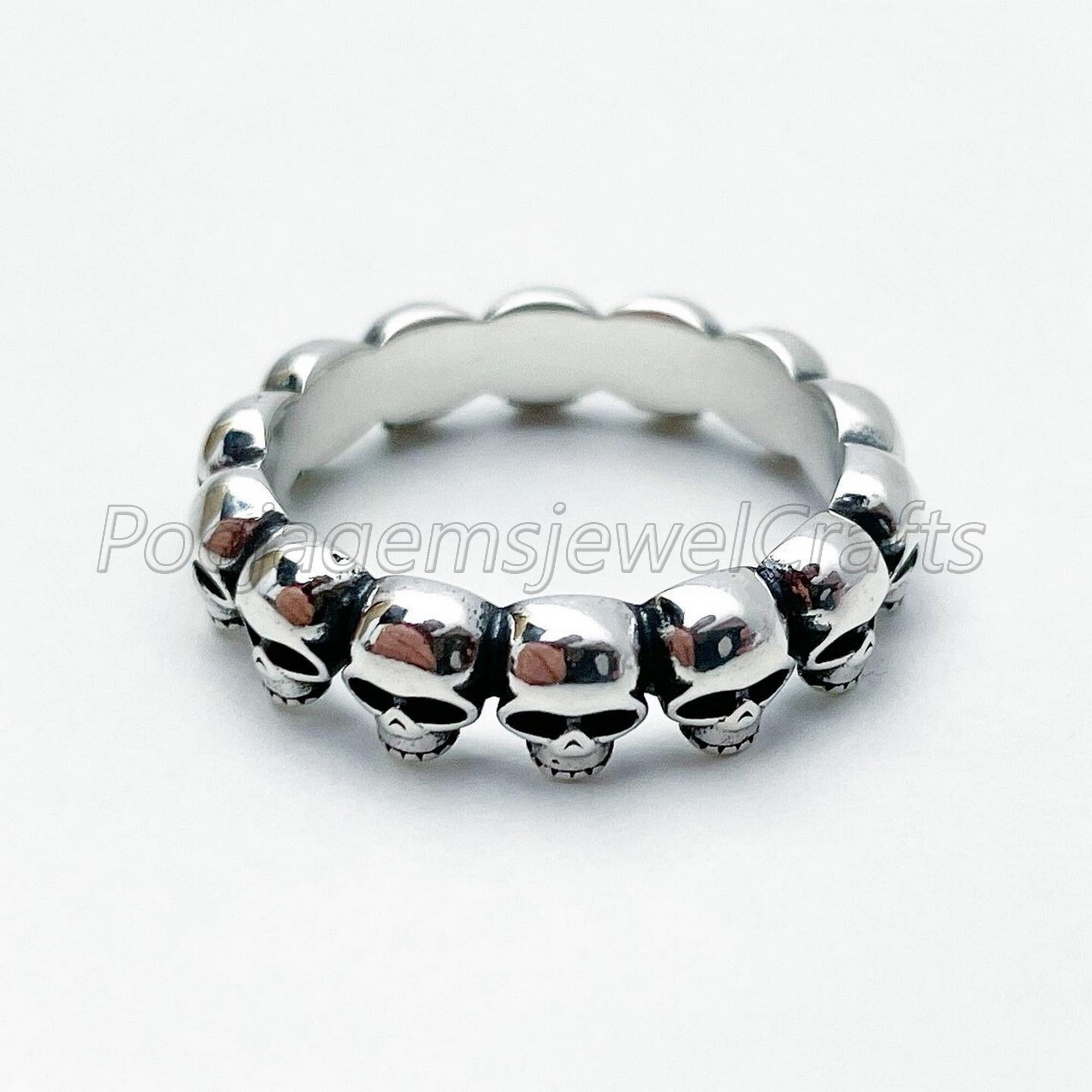 Skull Ring Skull Ring Women Row of Skulls Ring Skull Band - Etsy