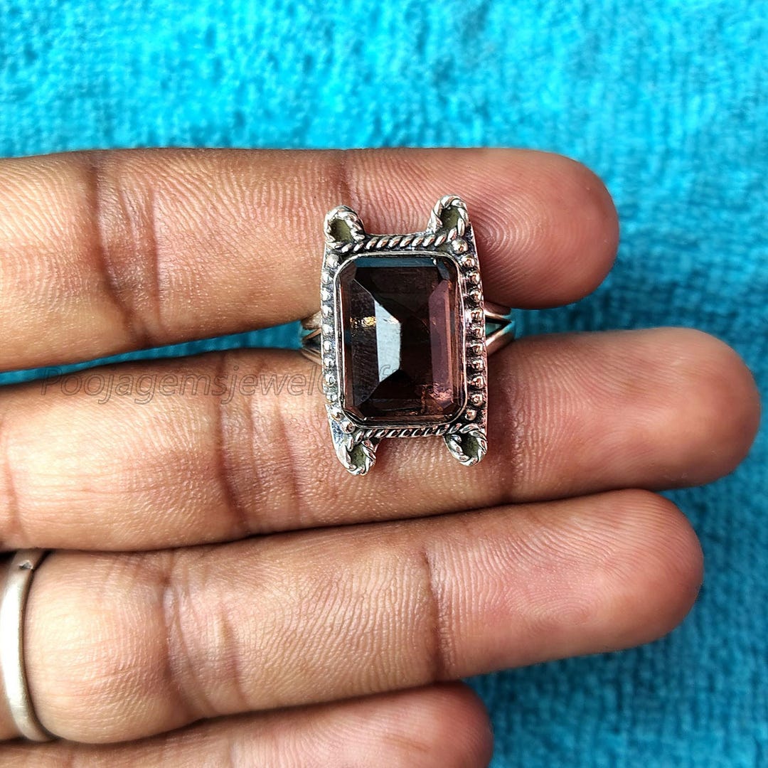 Handmade Smoky Quartz Ring: Rose Cut Gemstone, 925 Sterling Silver - Etsy