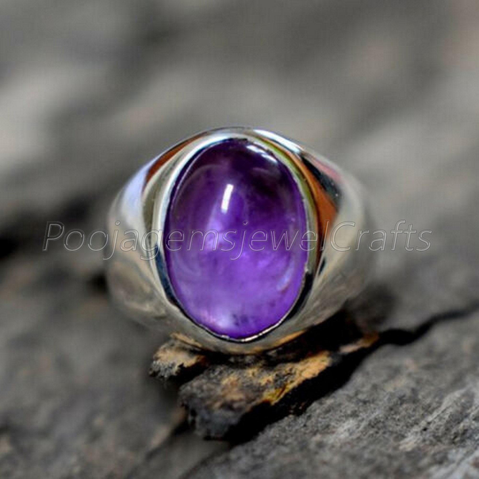 Natural Amethyst Ring Amethyst Mens Ring 925 Solid Silver - Etsy