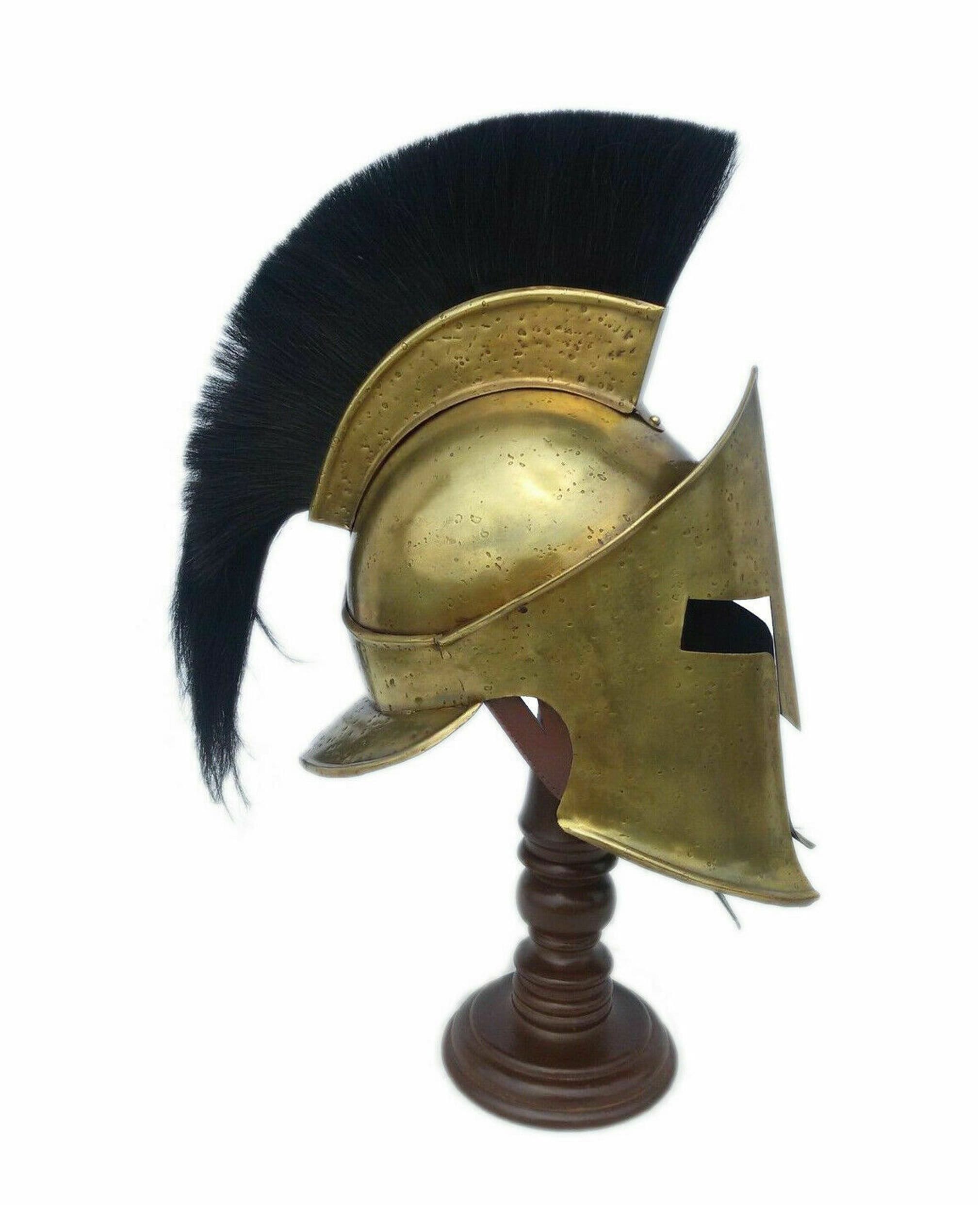 300 Spartan Helmet Armor Spartan Helmet Antique Black Plume Helmet - Etsy