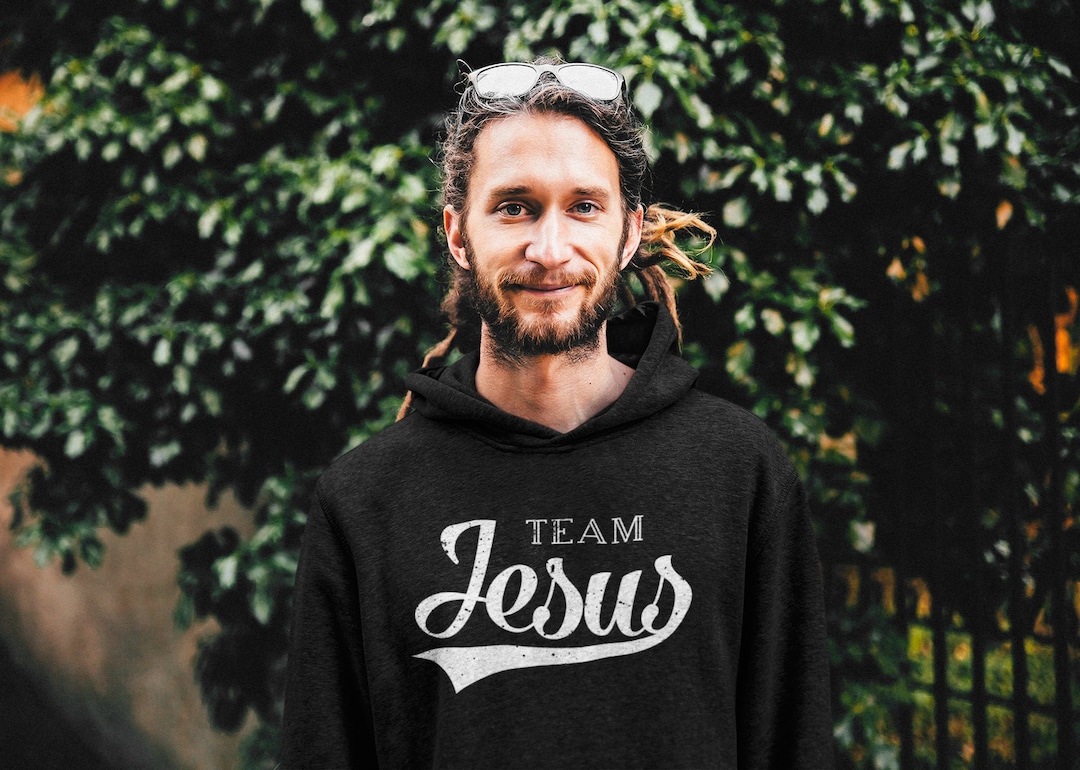 TEAM JESUS Retro Baseball Jersey Style Hoodie Sweatshirt for Christians ...