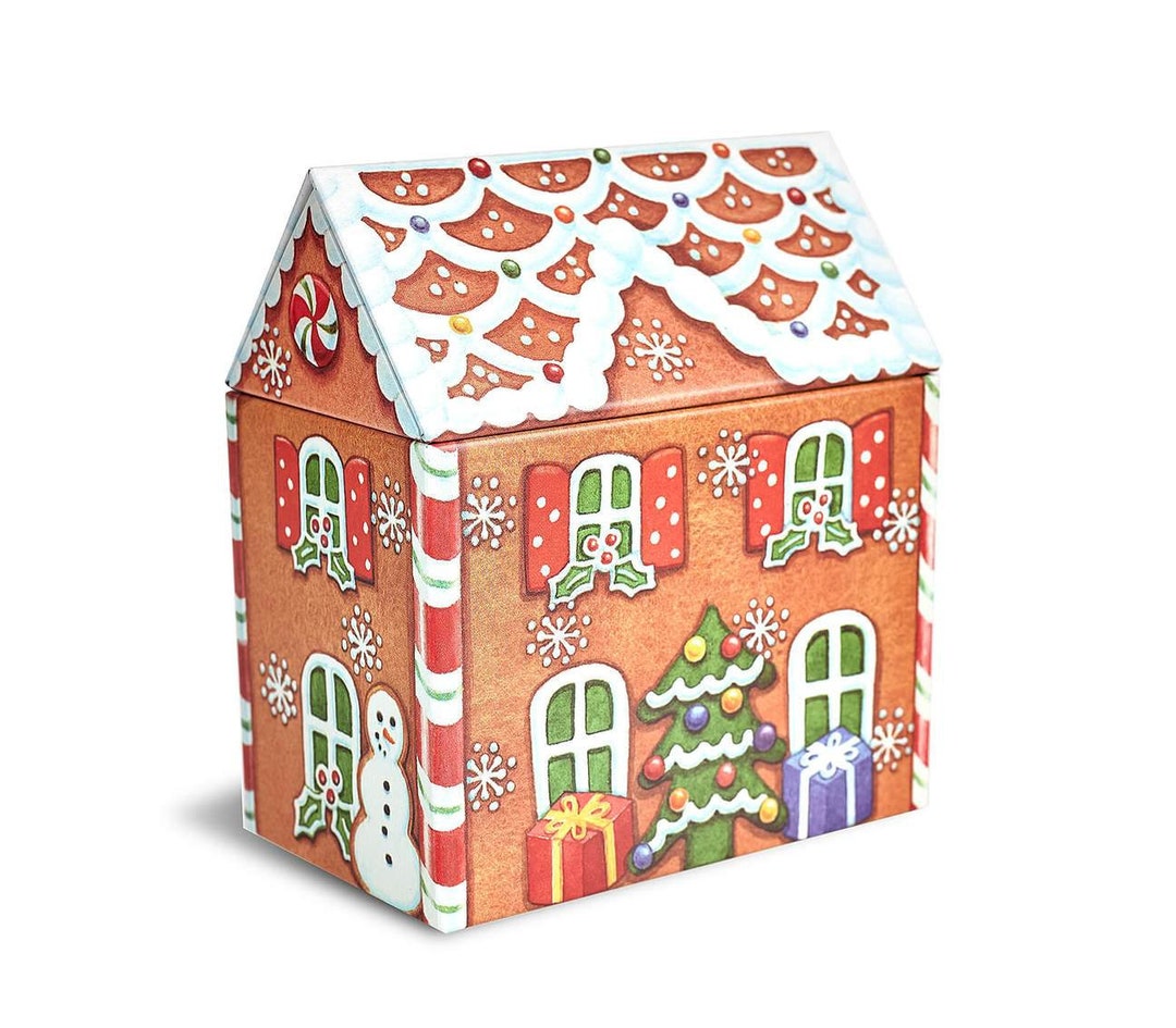 Tea Tin Gingerbread House Christmas Santa Shop Cottage New Caddy ...