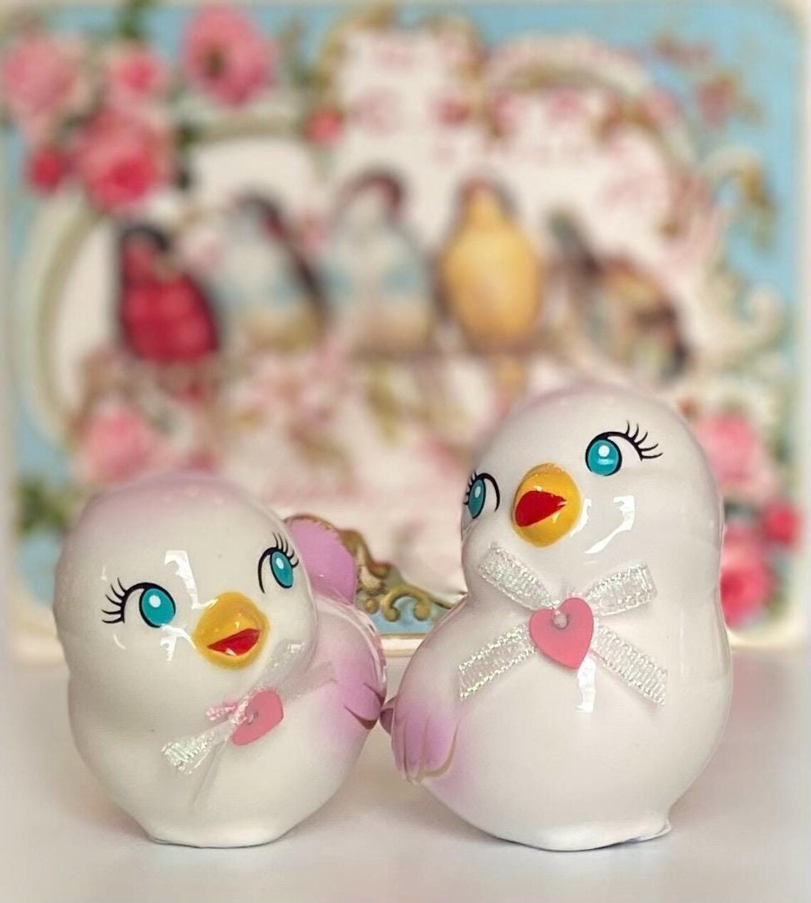 Cute Retro Look Springtime 22kt Gold Easter Love Bird Songbird Pair ...