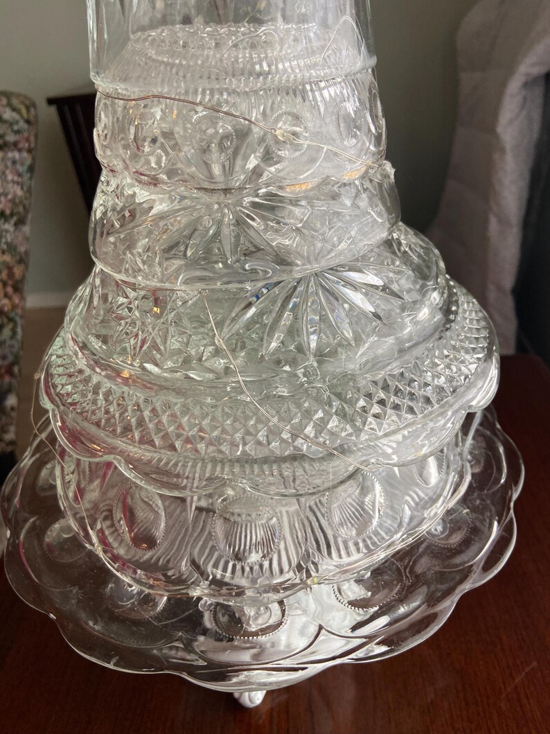 Matching Pair Vintage Clear Glass Christmas Trees Made From Vintage Cut ...