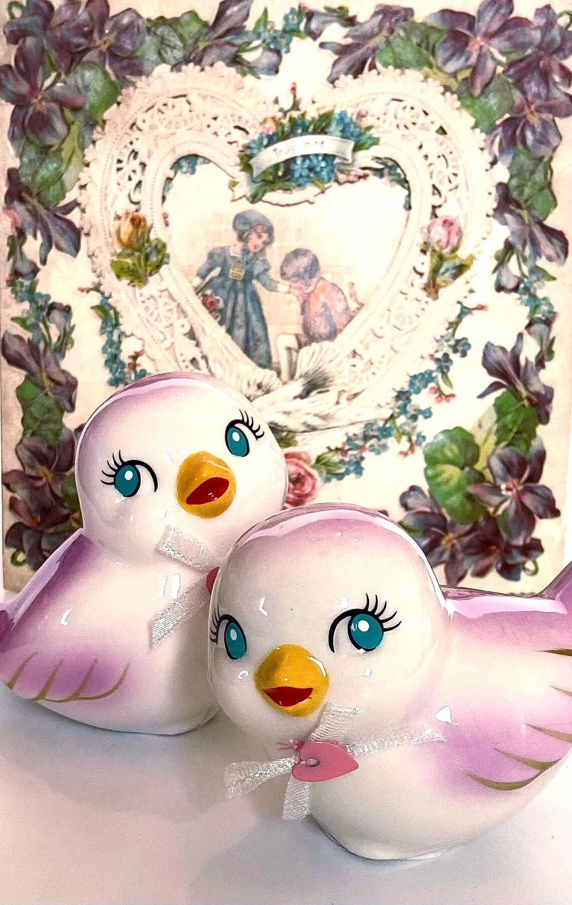 Cute Retro Look Springtime 22kt Gold Easter Love Bird Songbird Pair ...